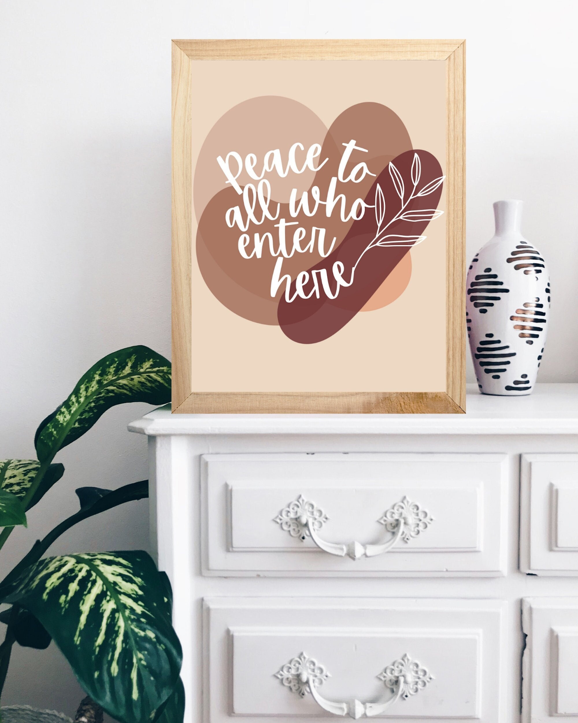 Boho Inspired Blessing, Digital Print Peace to All Who Enter Here Quote ...