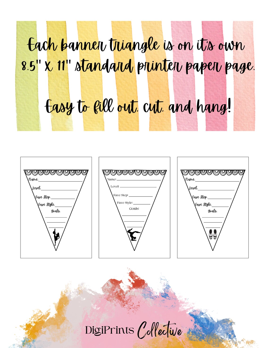 Dance Banner Template Digital Printable Dancer Goals Dance Studio Decor ...