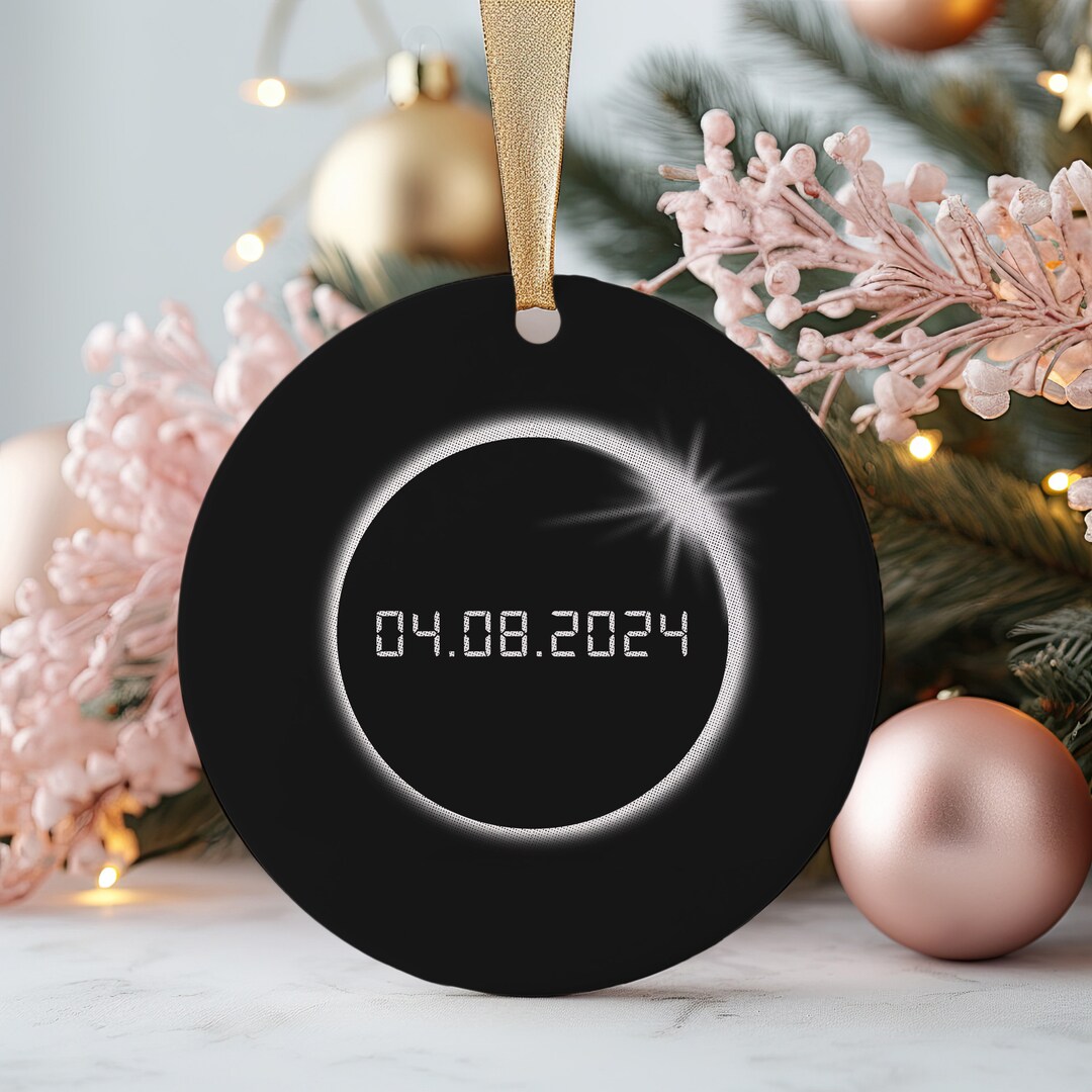 Solar Eclipse 2024 Christmas Ceramic Ornament, Total Solar Eclipse ...