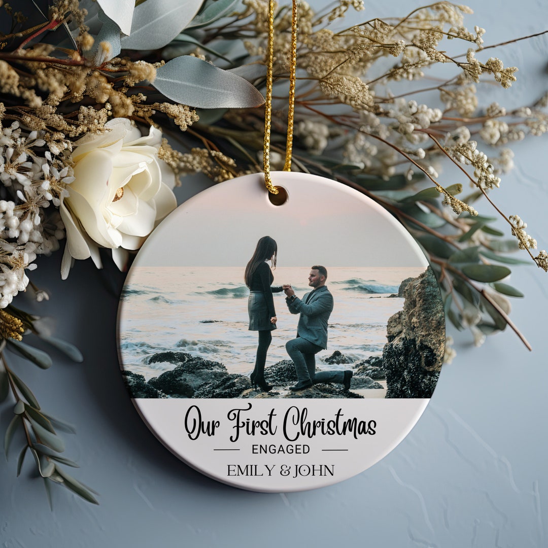 Custom Photo Ornament, First Christmas, Engaged Christmas Ornament ...