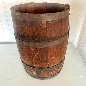 Old Small Wood Barrel With Metal Straps - Etsy
