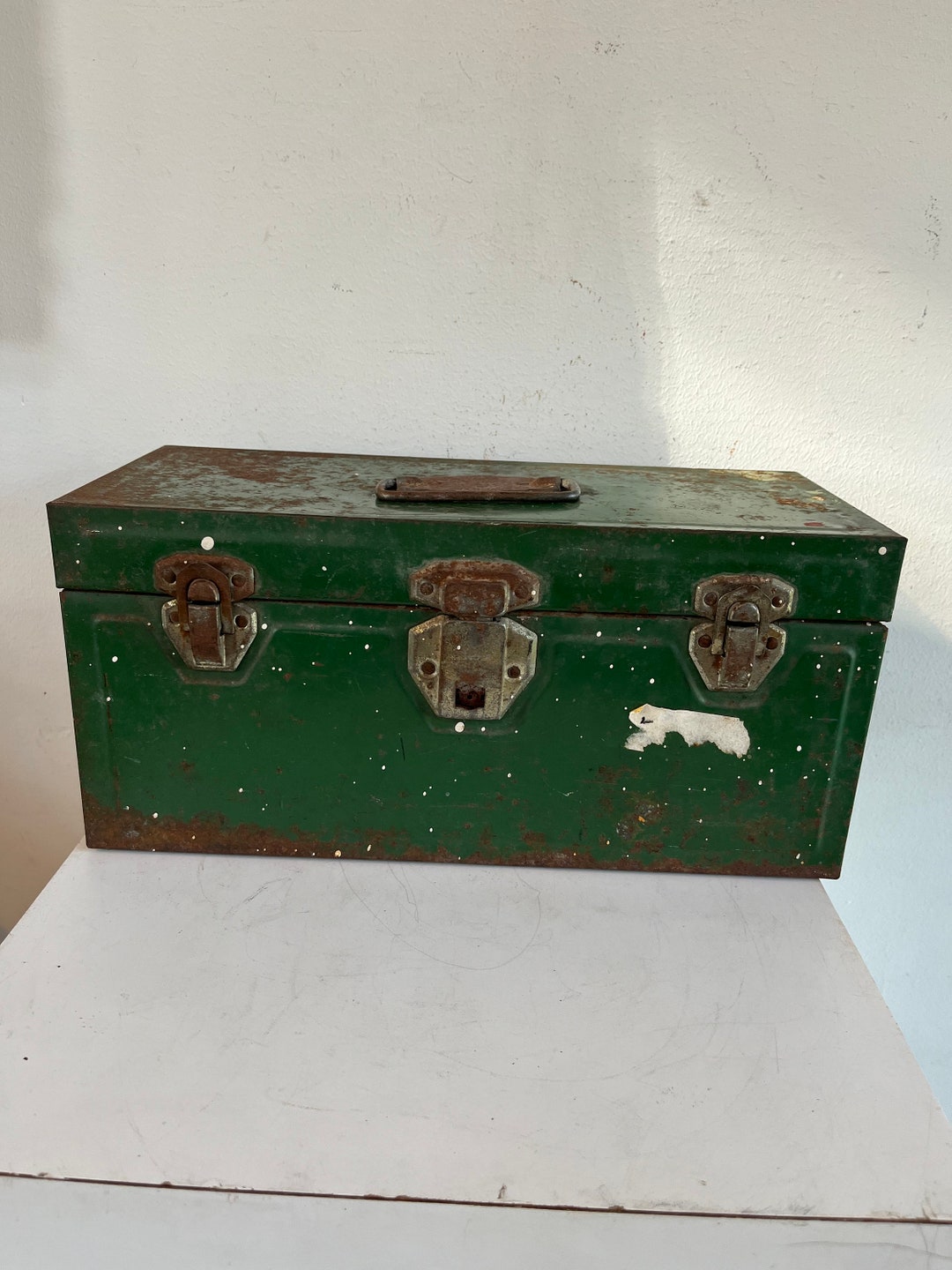 Old Well Used Green Tool Box With Tray - Etsy