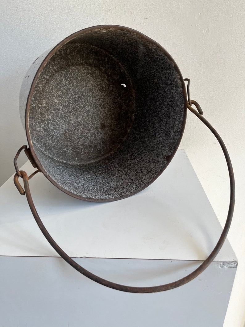 Vintage Gray Granite Bucket - Etsy