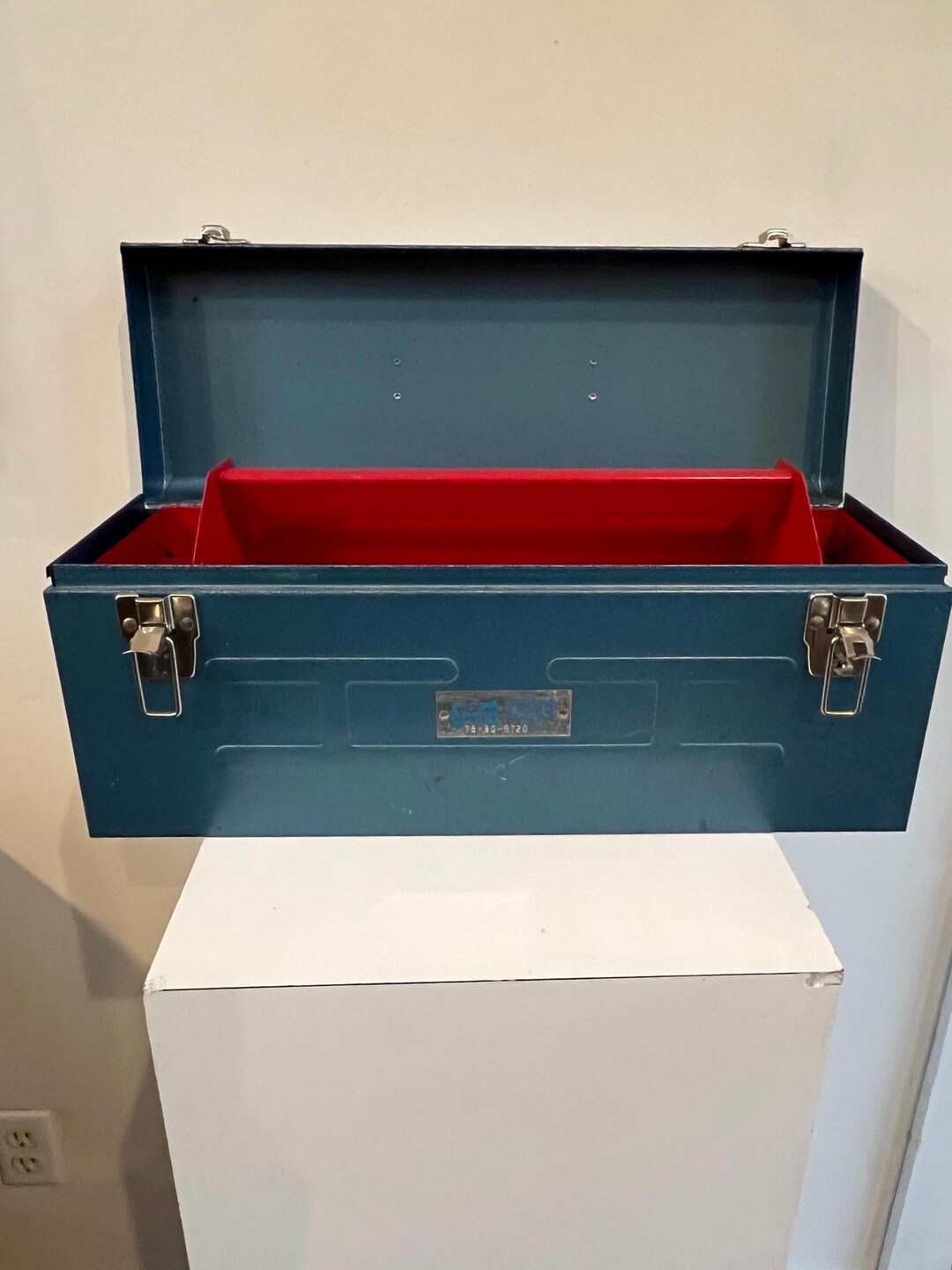 Vintage Blue Tool Box With Red Lift Out Tray - Etsy