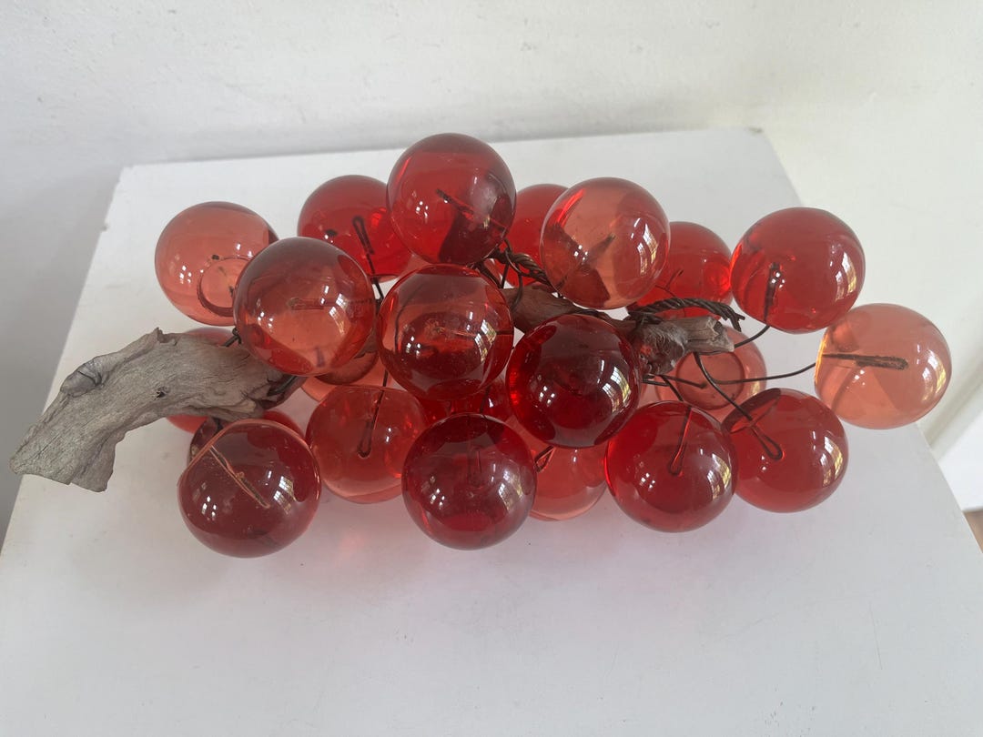 Vintage Red Italian Grapes With Wood Stem - Etsy