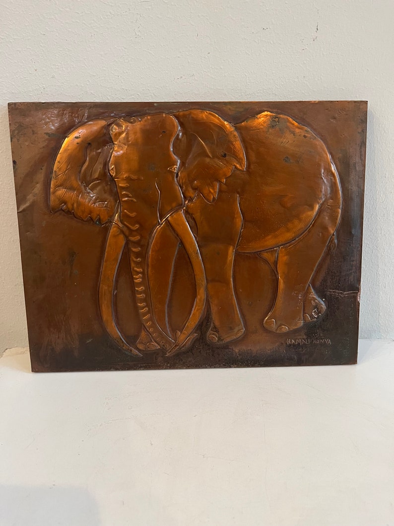 Vintage Copper Elephant Picture - Etsy