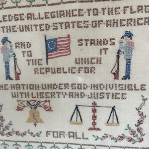 Vintage Embroidered Pledge of Allegiance Framed Picture - Etsy