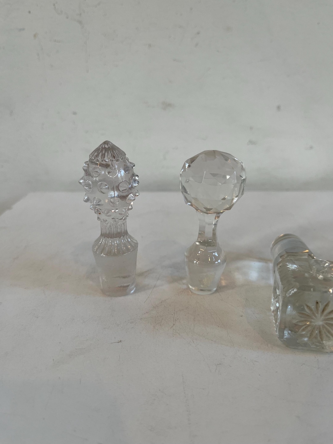 Four Vintage Cut Glass Bottle Stoppers - Etsy