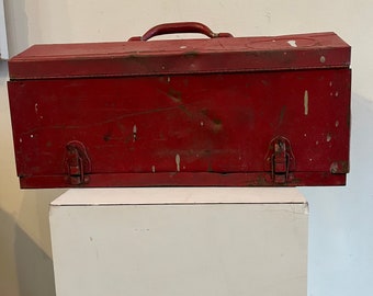 Authentic Vintage 1940's Wood Worker's Red Painted Tool Box - Awesome ...