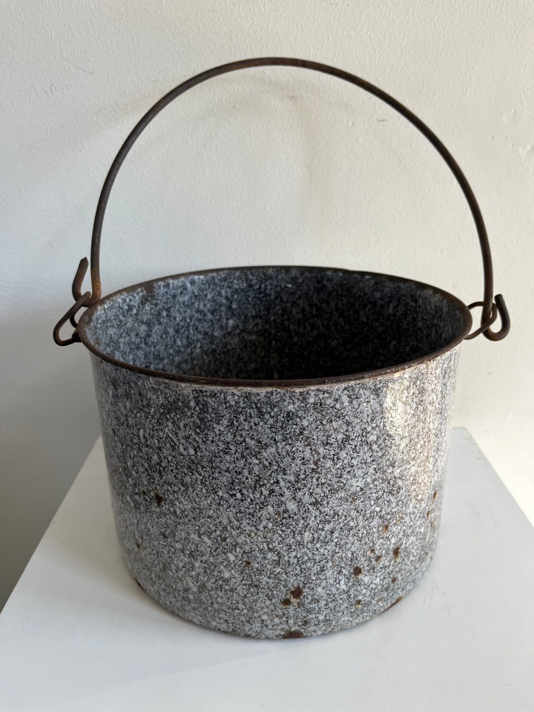 Vintage Gray Granite Bucket - Etsy