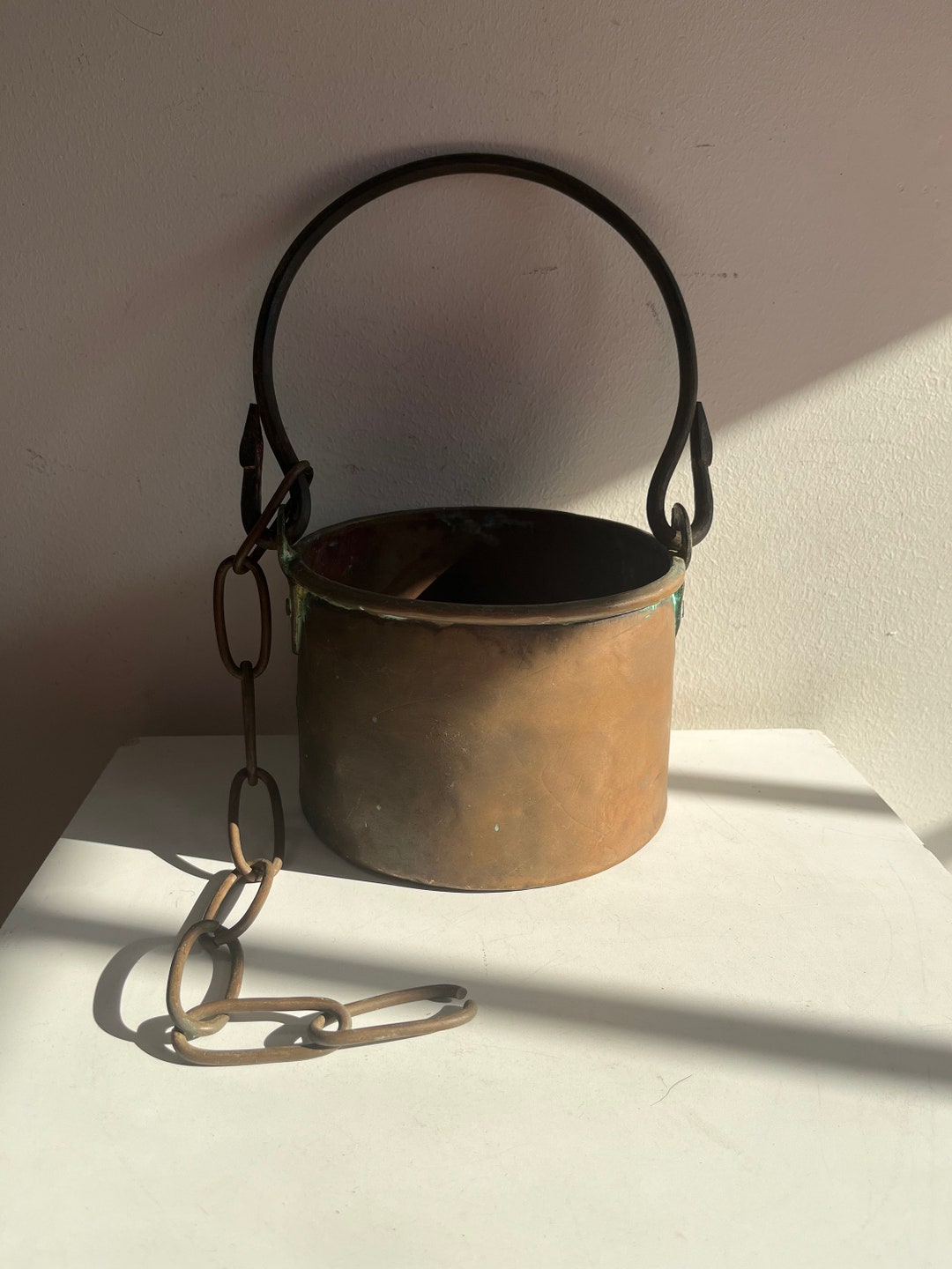 Small Copper Pot With a Hanging Chain - Etsy