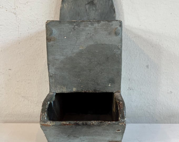 Antique Gray Painted Wood Wall Match Box - Etsy