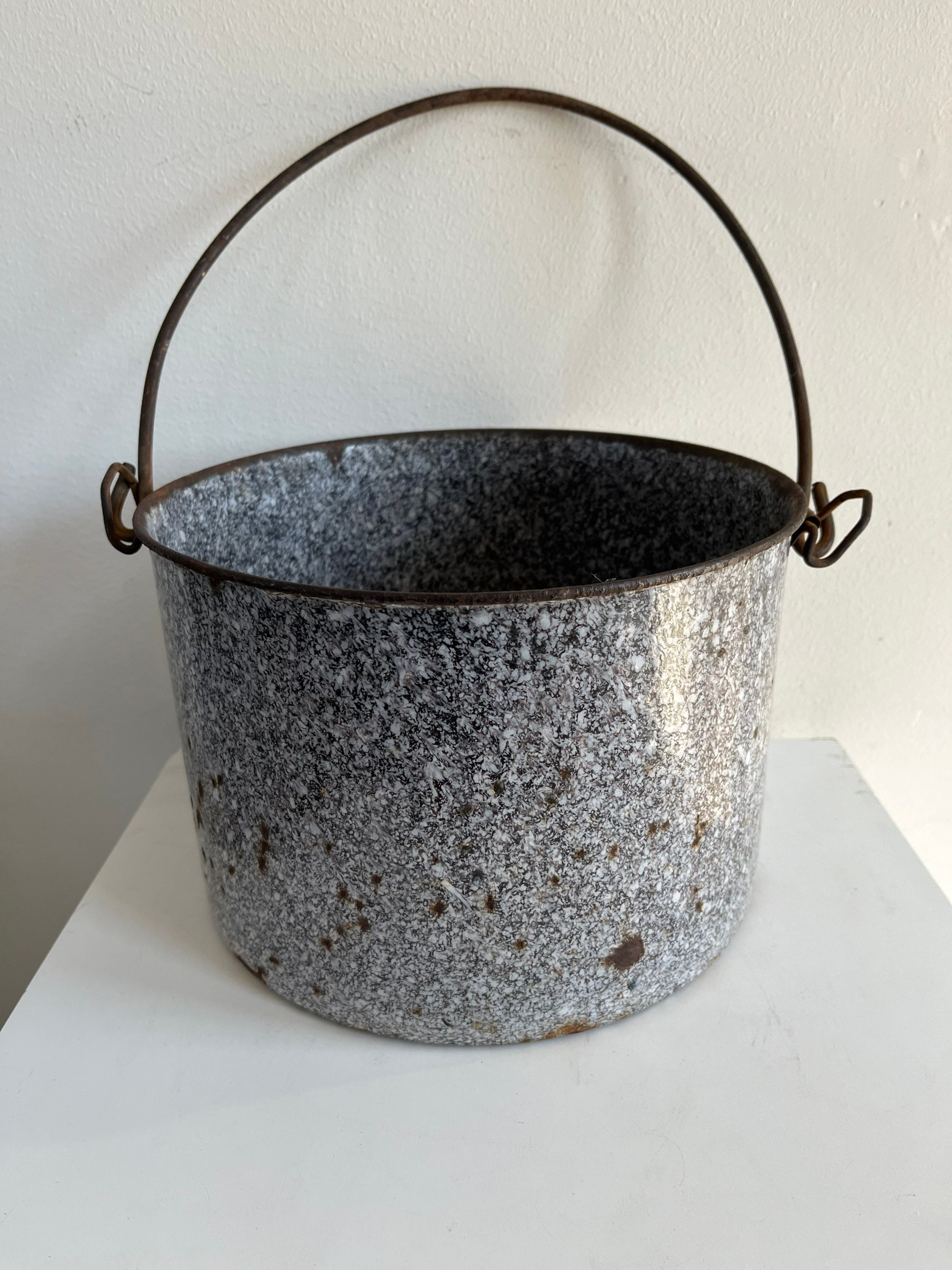 Vintage Gray Granite Bucket - Etsy