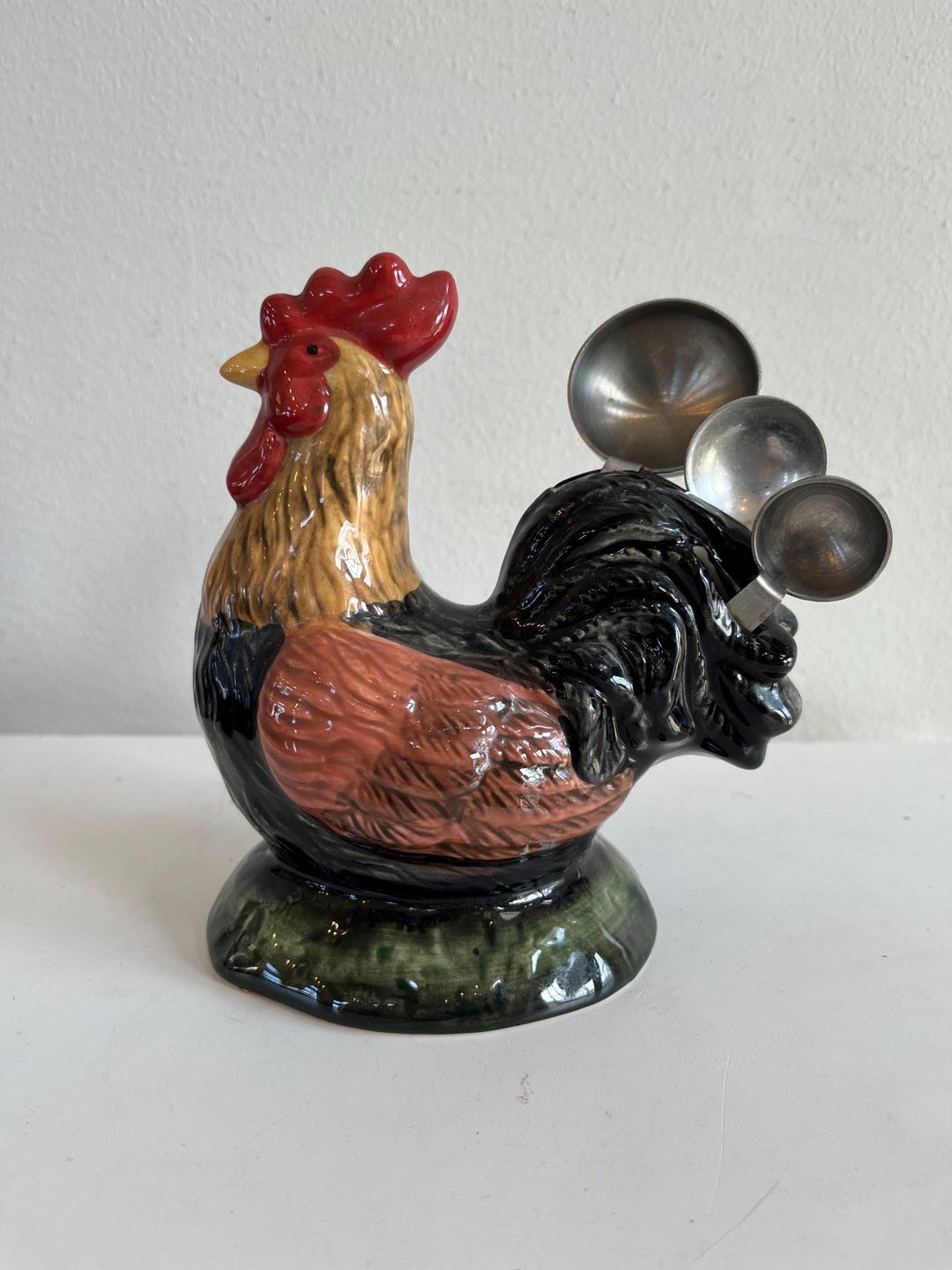 Vintage Ceramic Rooster With Measuring Spoons - Etsy