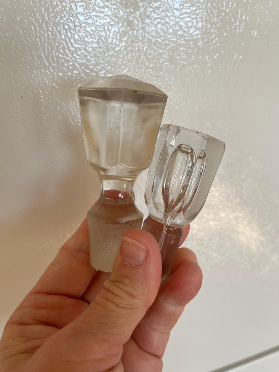 Two Vintage 6 Sided Glass Bottle Stoppers - Etsy