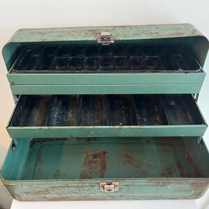 Old Well Used Green Metal Tool Box With 3 Extendable Trays - Etsy