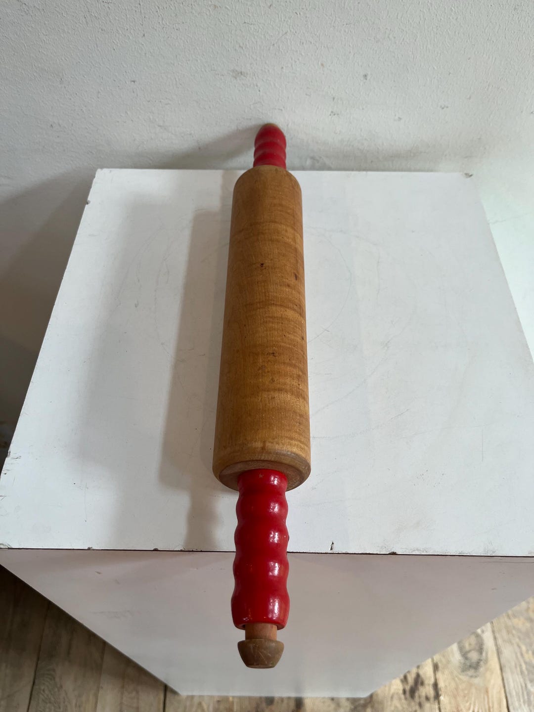 Vintage Red Handle Rolling Pin - Etsy