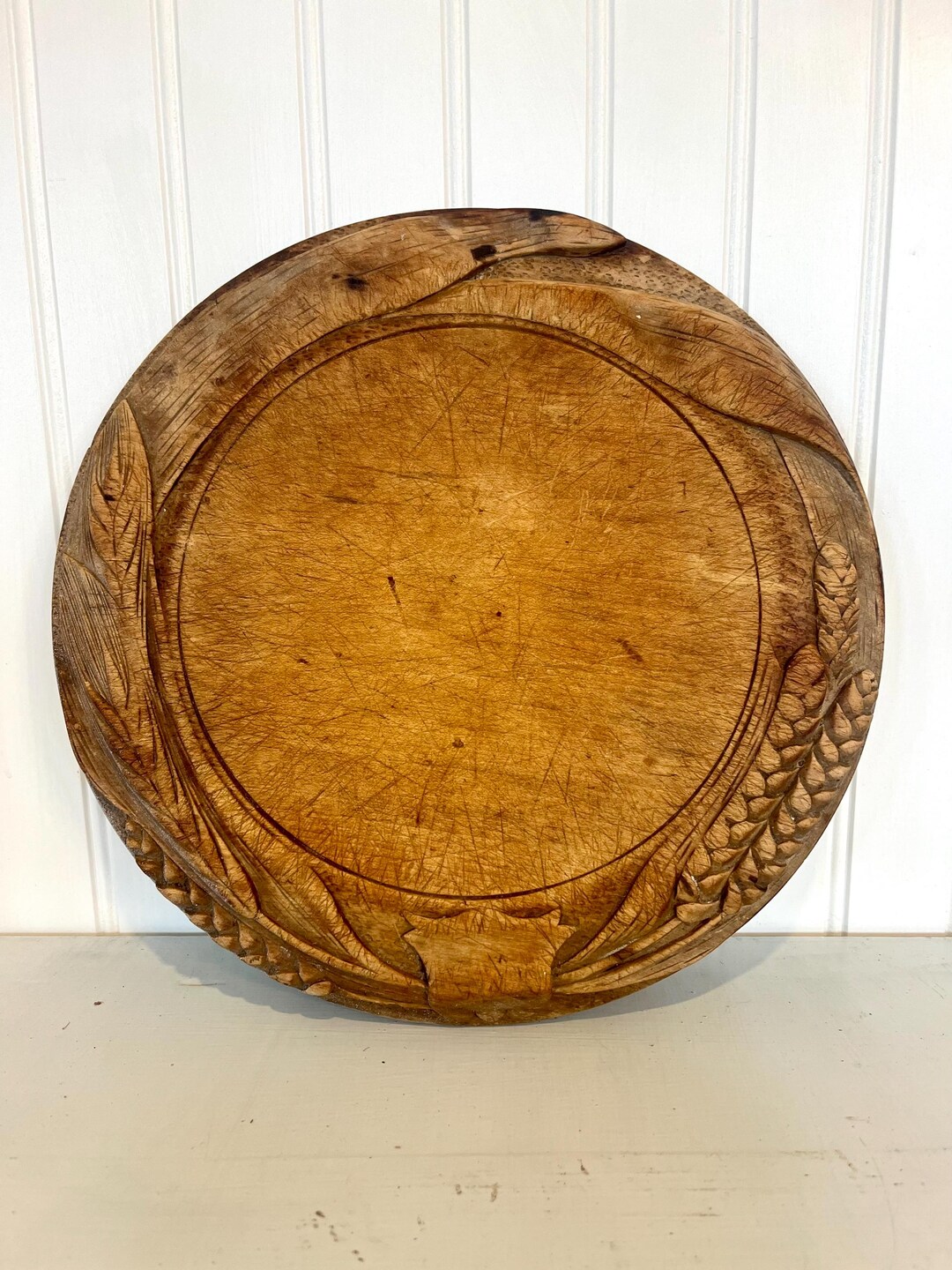 Antique Wood Cutting Board With Grain Carvings - Etsy