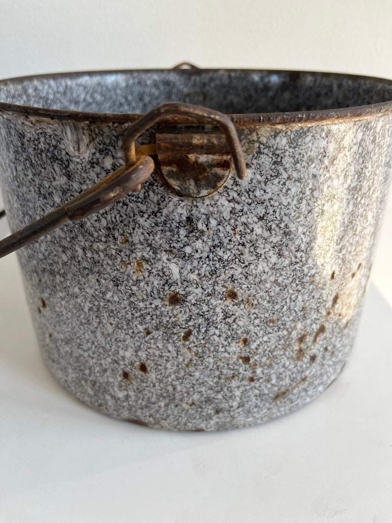 Vintage Gray Granite Bucket - Etsy