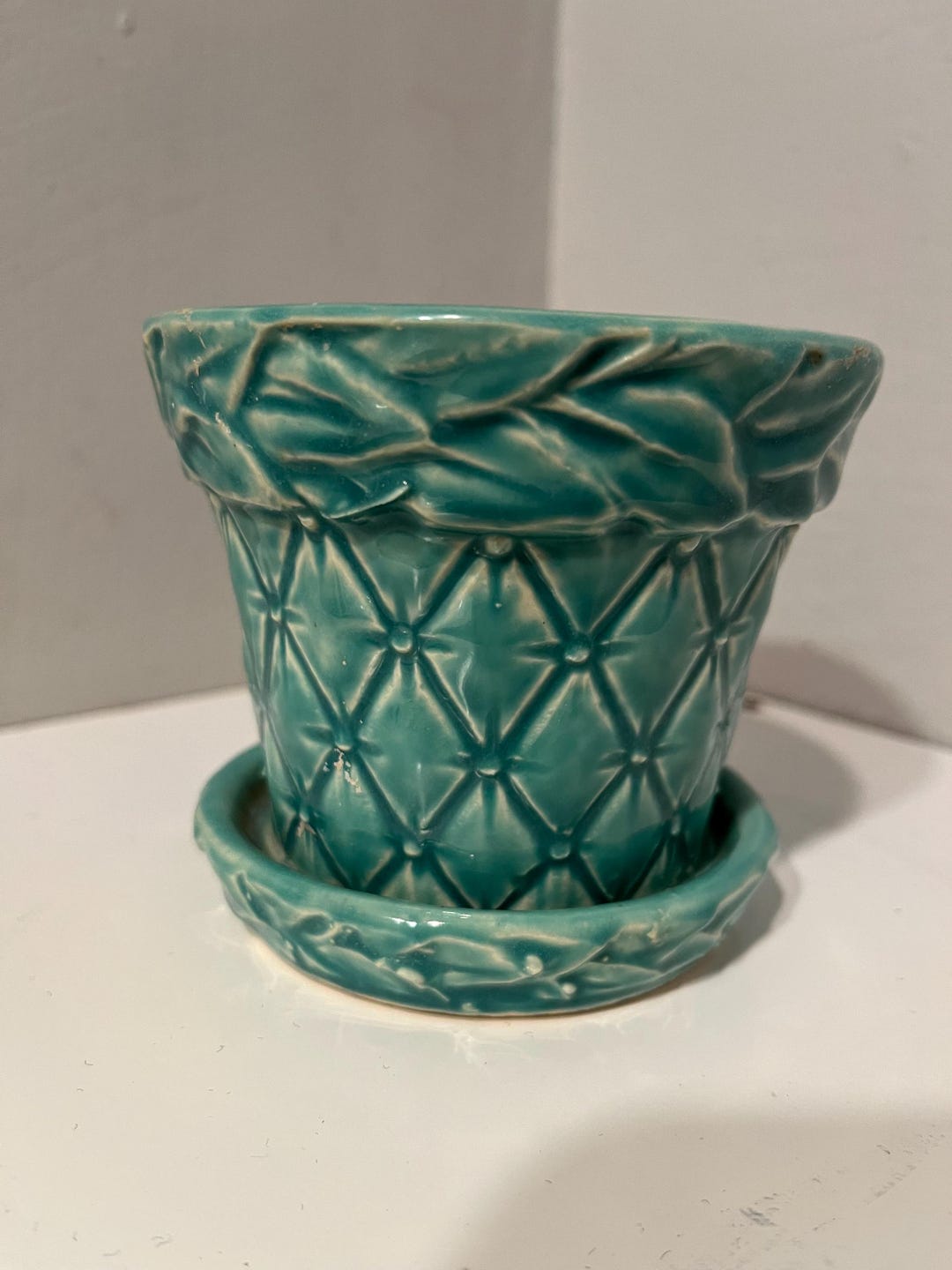 Vintage Green Mccoy Flower Pot With Dish - Etsy