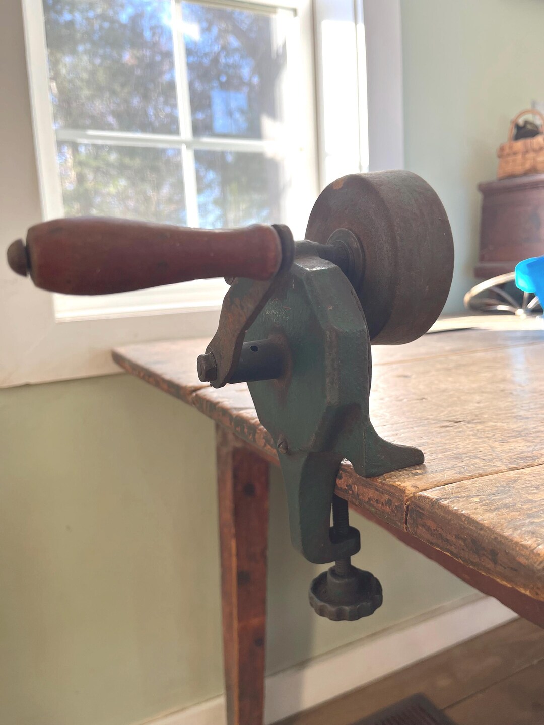 Vintage Green Metal Hand Crank Sharpener - Etsy