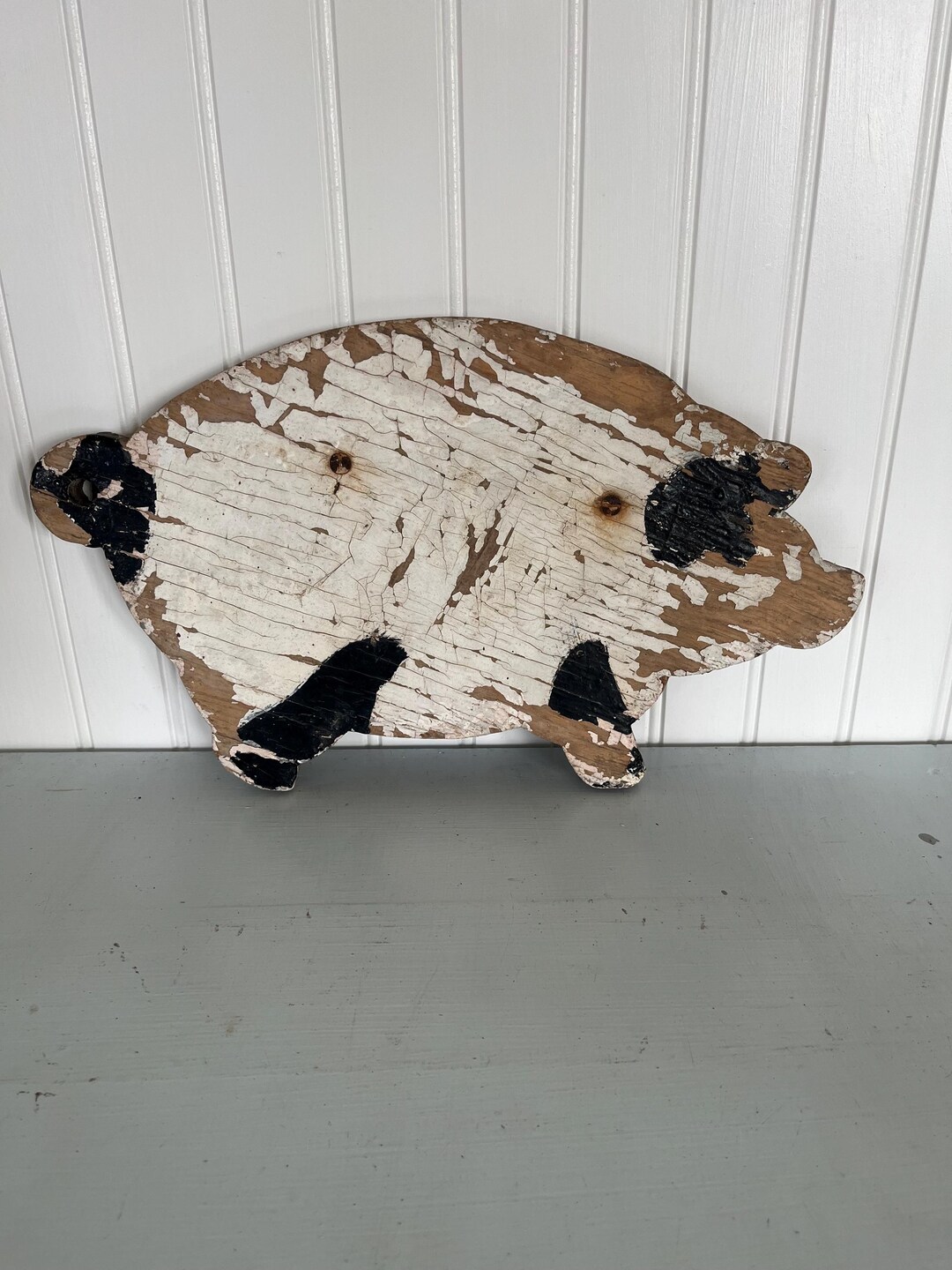 Vintage Painted Wood Pig Sign - Etsy