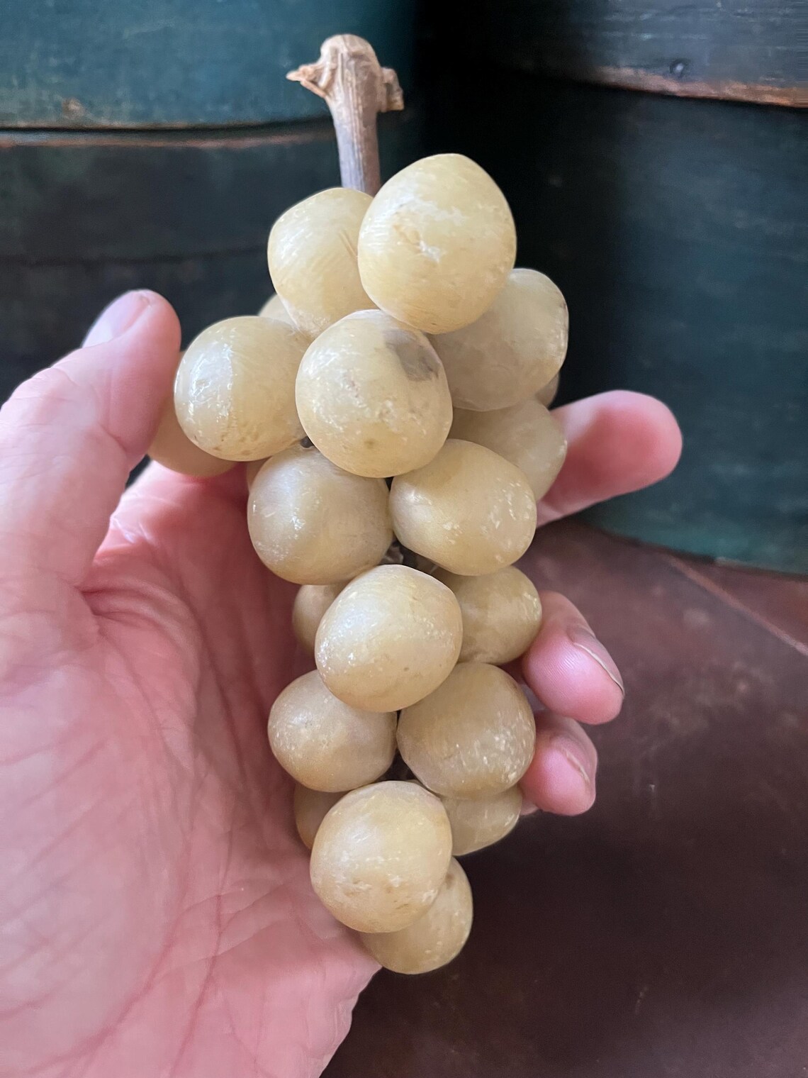 Vintage Bunch of Stone Grapes on a Wood Stem - Etsy