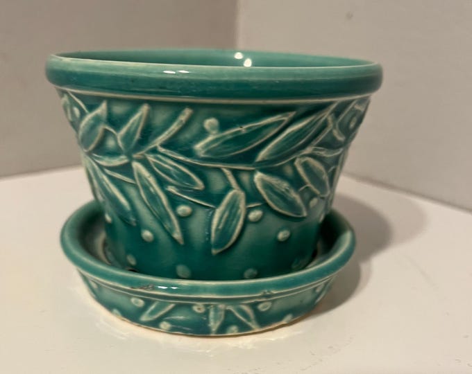 Vintage Green Mccoy Flower Pot With Dish - Etsy