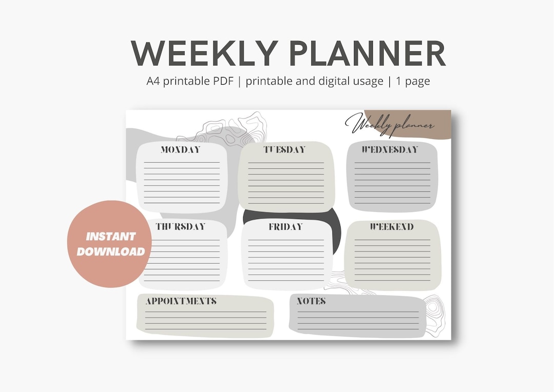 AESTHETIC MINIMALISTIC PLANNER | Printable or Digital Undated Weekly ...