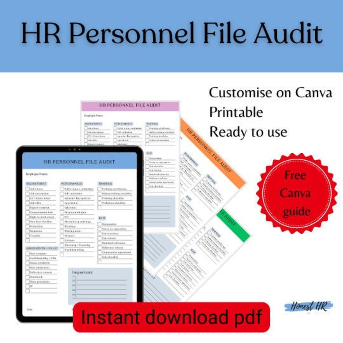 Employee Personnel File Audit Checklist - Digital Download for Small ...