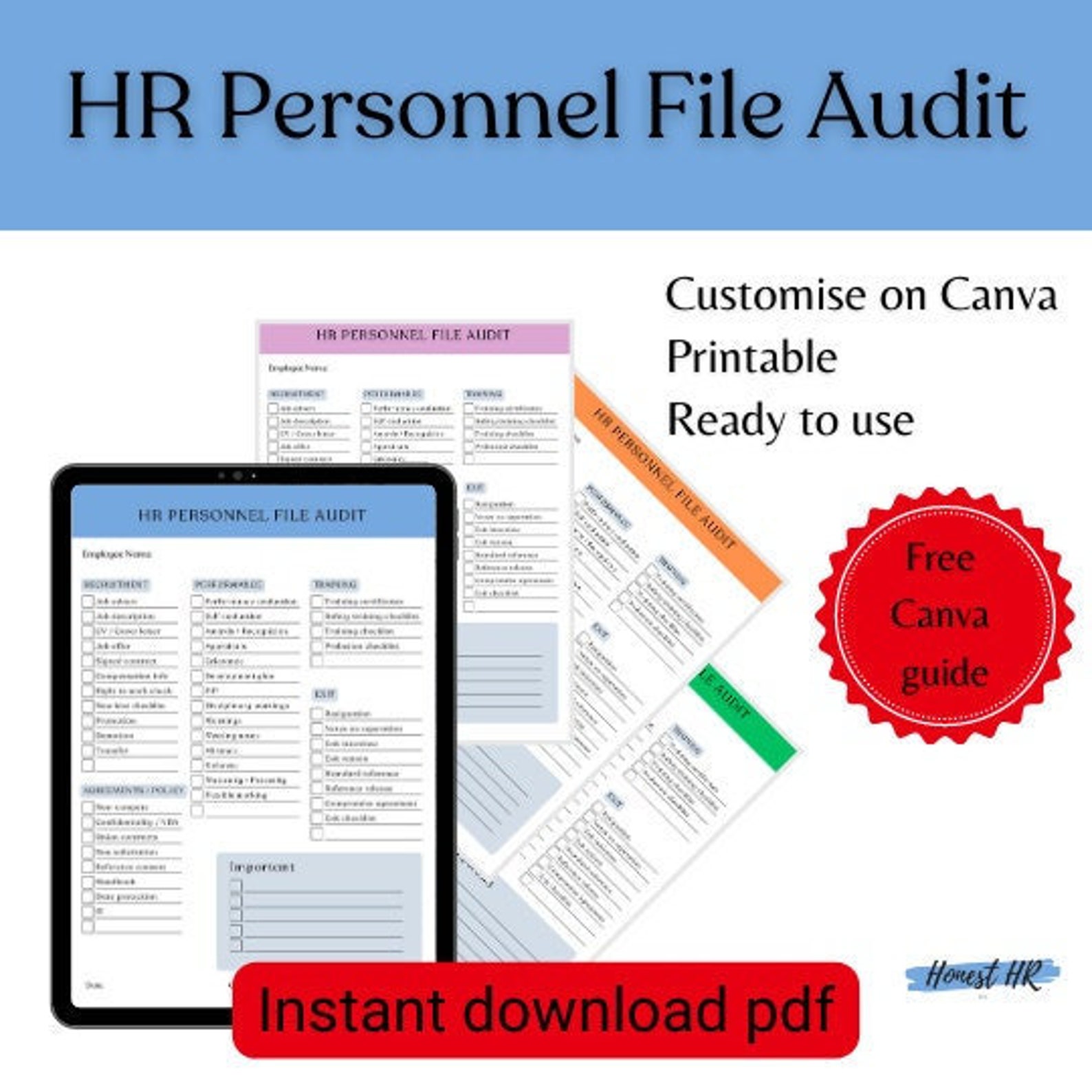 Employee Personnel File Audit Checklist - Digital Download for Small ...