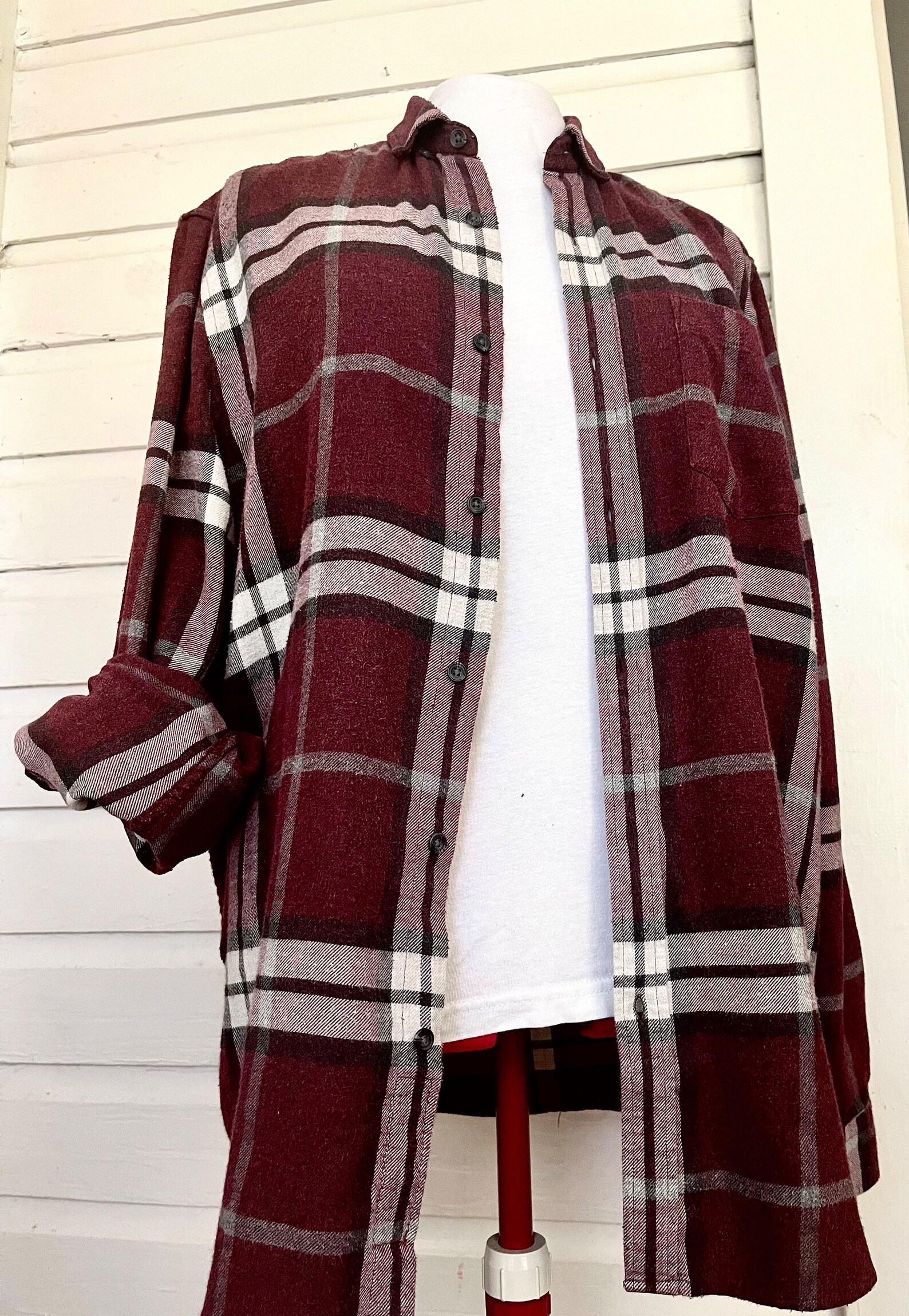 Carls Croissant Repurposed Flannel Shirt - Etsy