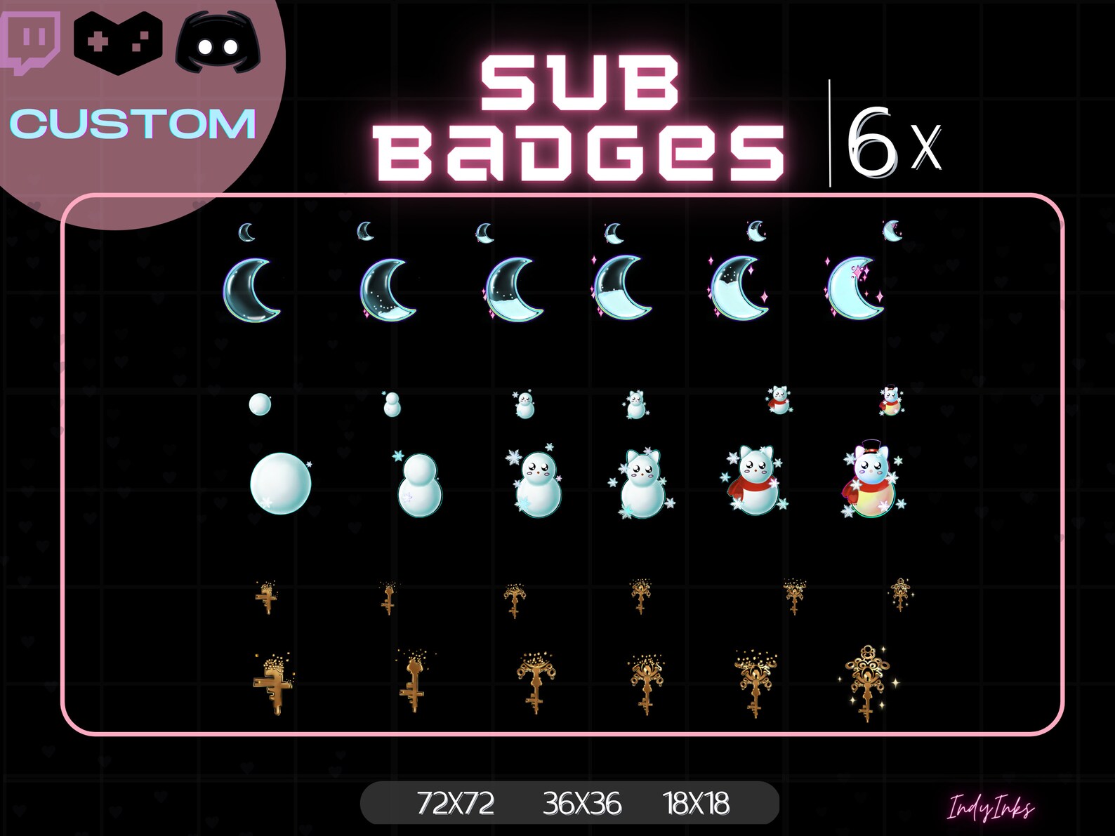Made to Order Custom Twitch Sub Badges Cute Sub/bit Badges - Etsy