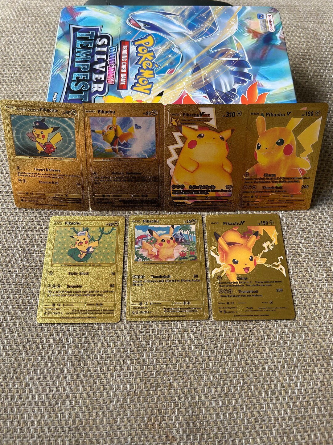 7x Gold Pikachu Pokemon Cards - Etsy