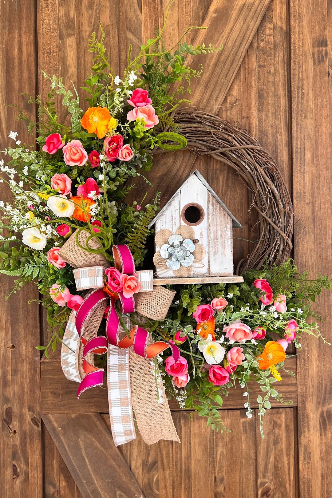 Everyday Country Chic Birdhouse Wreath, Birdhouse Year Round Door Decor ...
