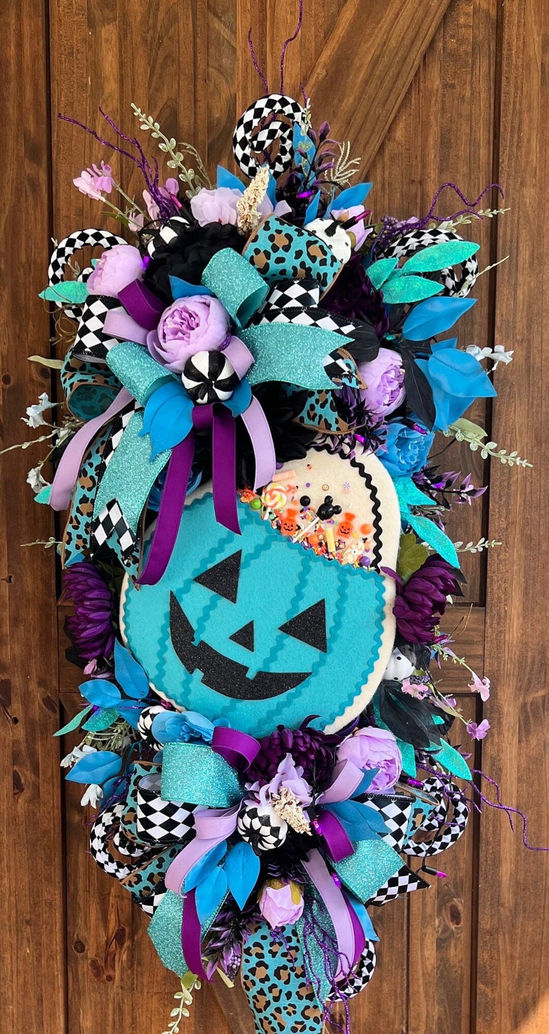 Halloween Wreath With Handmade Pumpkin, Halloween Pumpkin Door Decor ...