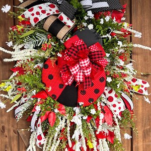 Spring Summer Ladybug Wreath Swag, Ladybug Polka Dot Home Decor, Insect ...
