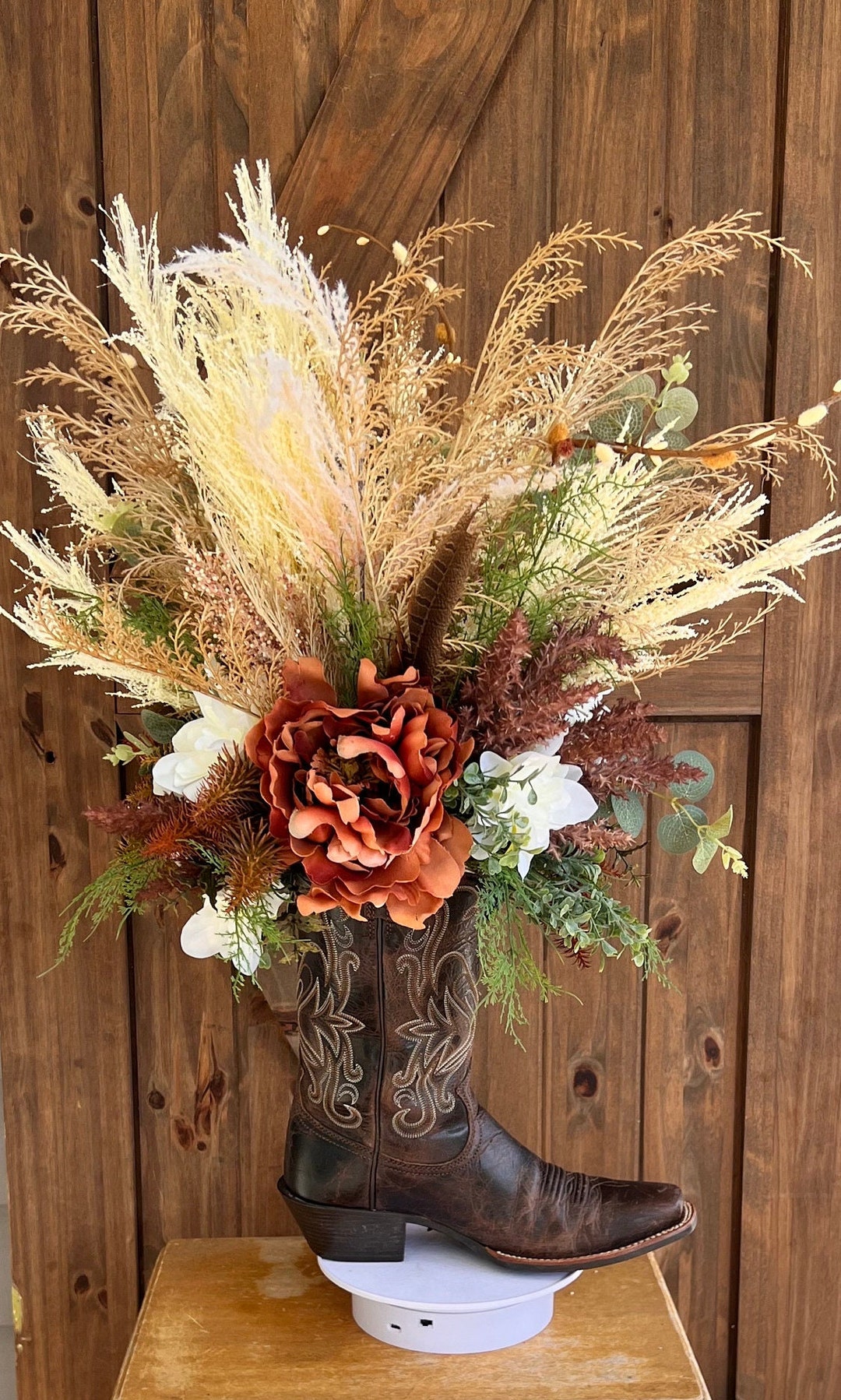 Boho Southwestern Cowboy Boot Arrangement, Cowboy Boot Boho Chic Floral ...