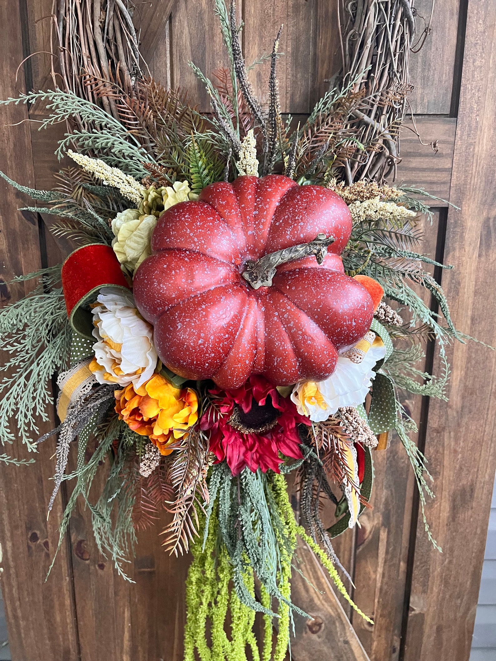 Fall Boho Grapevine Wreath, Boho Chic Fall Wall Art, Autumn Harvest ...