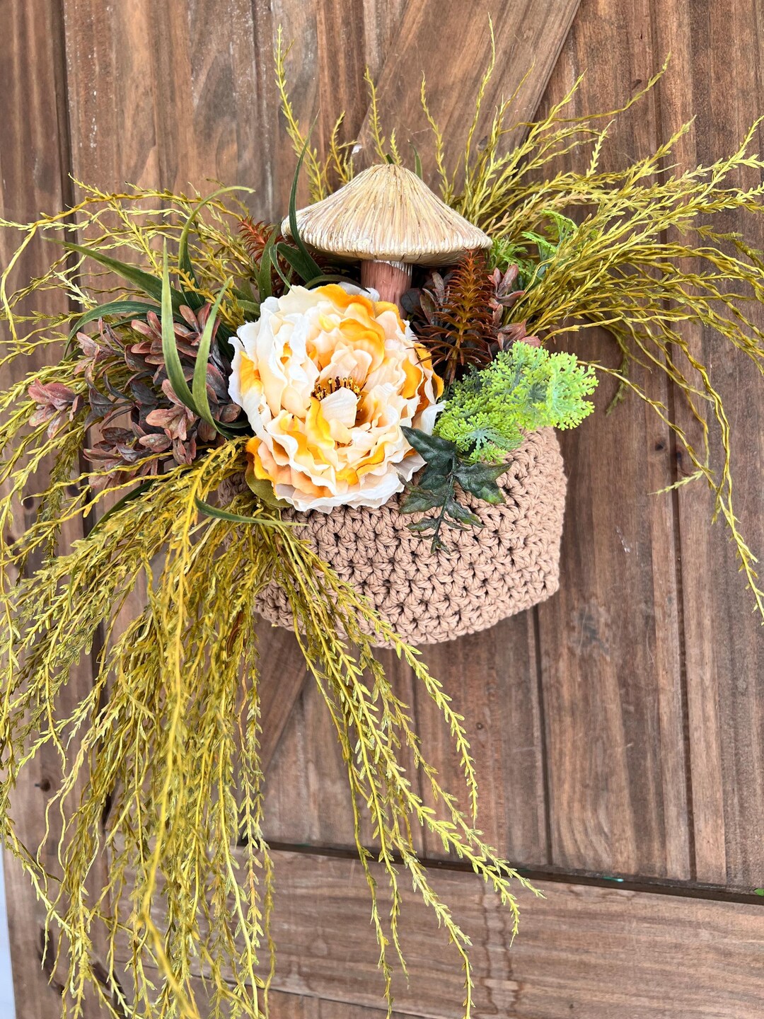 Boho Chic Fruit Sack Succulent Wall Art, Bohemian Eclectic Home Accent ...