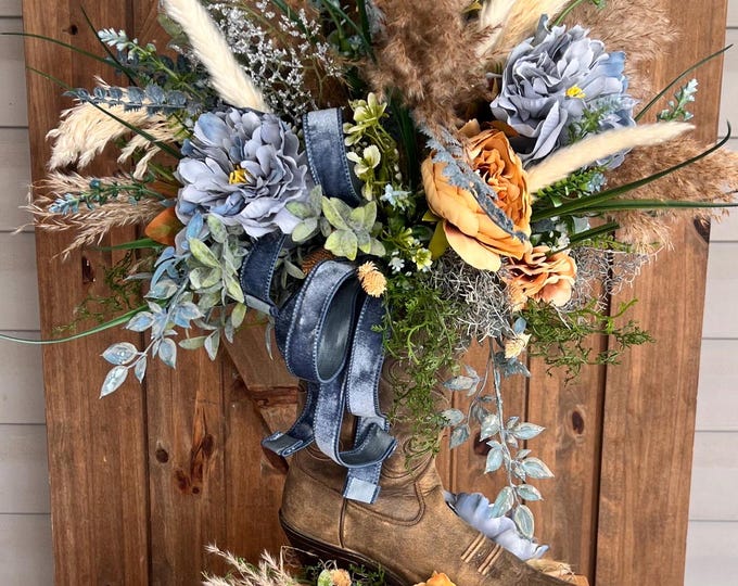 Boho Southwestern Cowgirl Boot Arrangement, Cowboy Boot Boho Chic ...