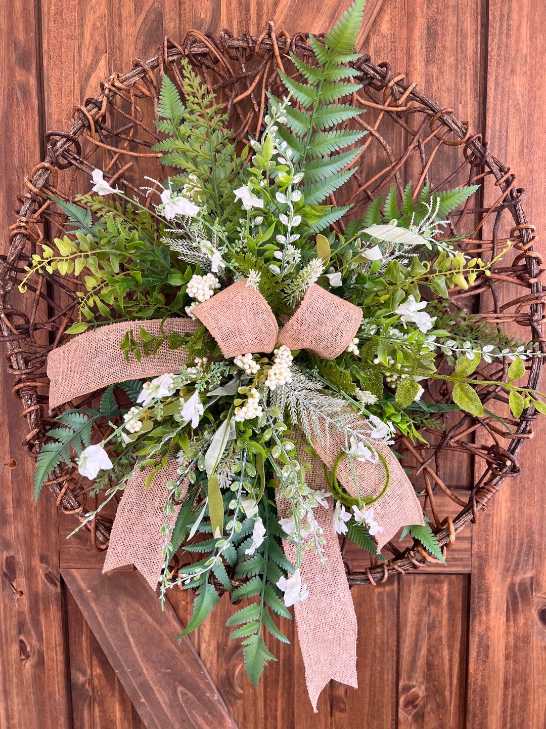 Natural Rattan Double Door Wreaths, Minimalist Rustic Woodlands Wall ...