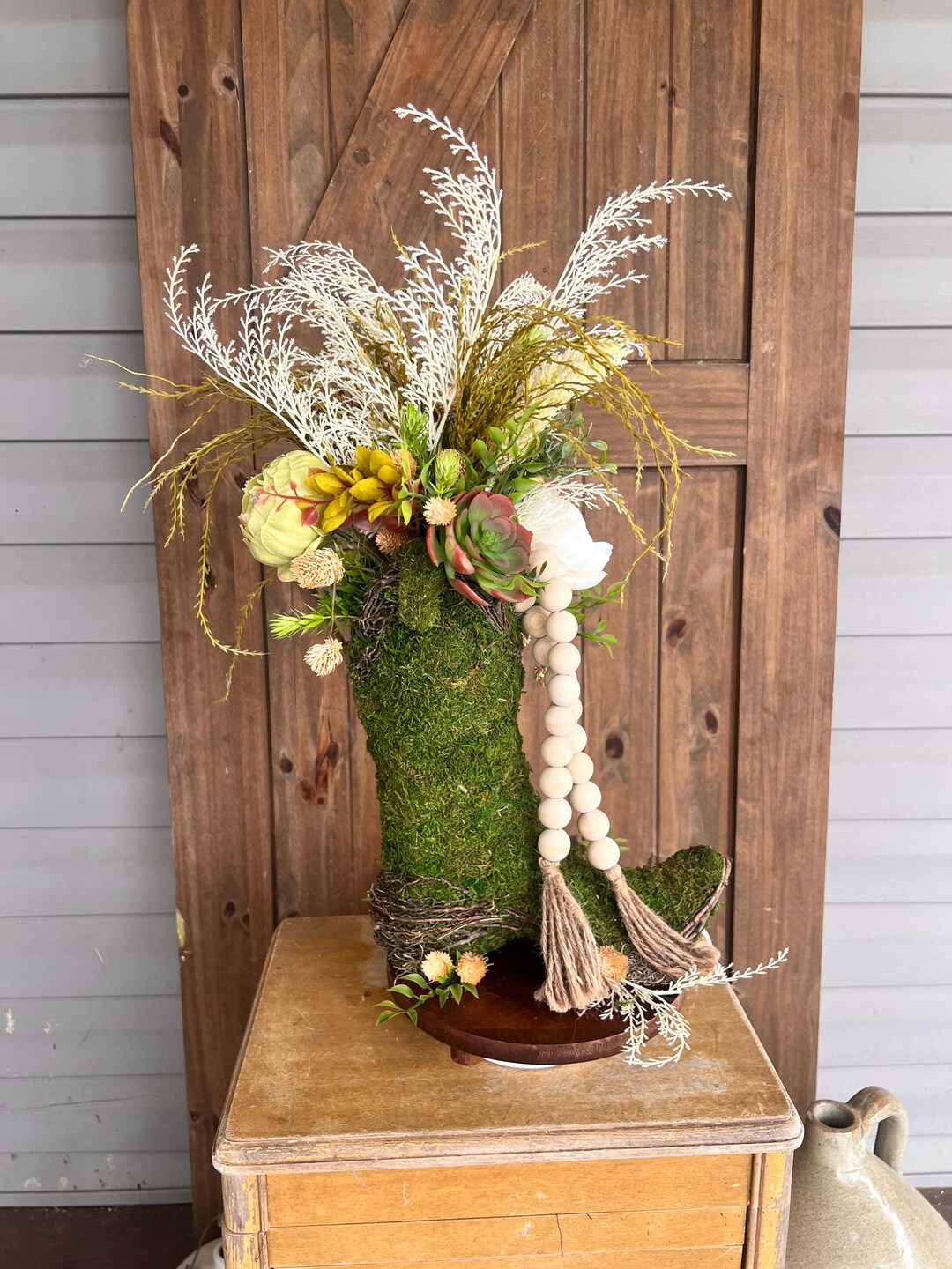 Boho Southwestern Cowgirl Boot Arrangement, Cowboy Boot Hippie Chic ...