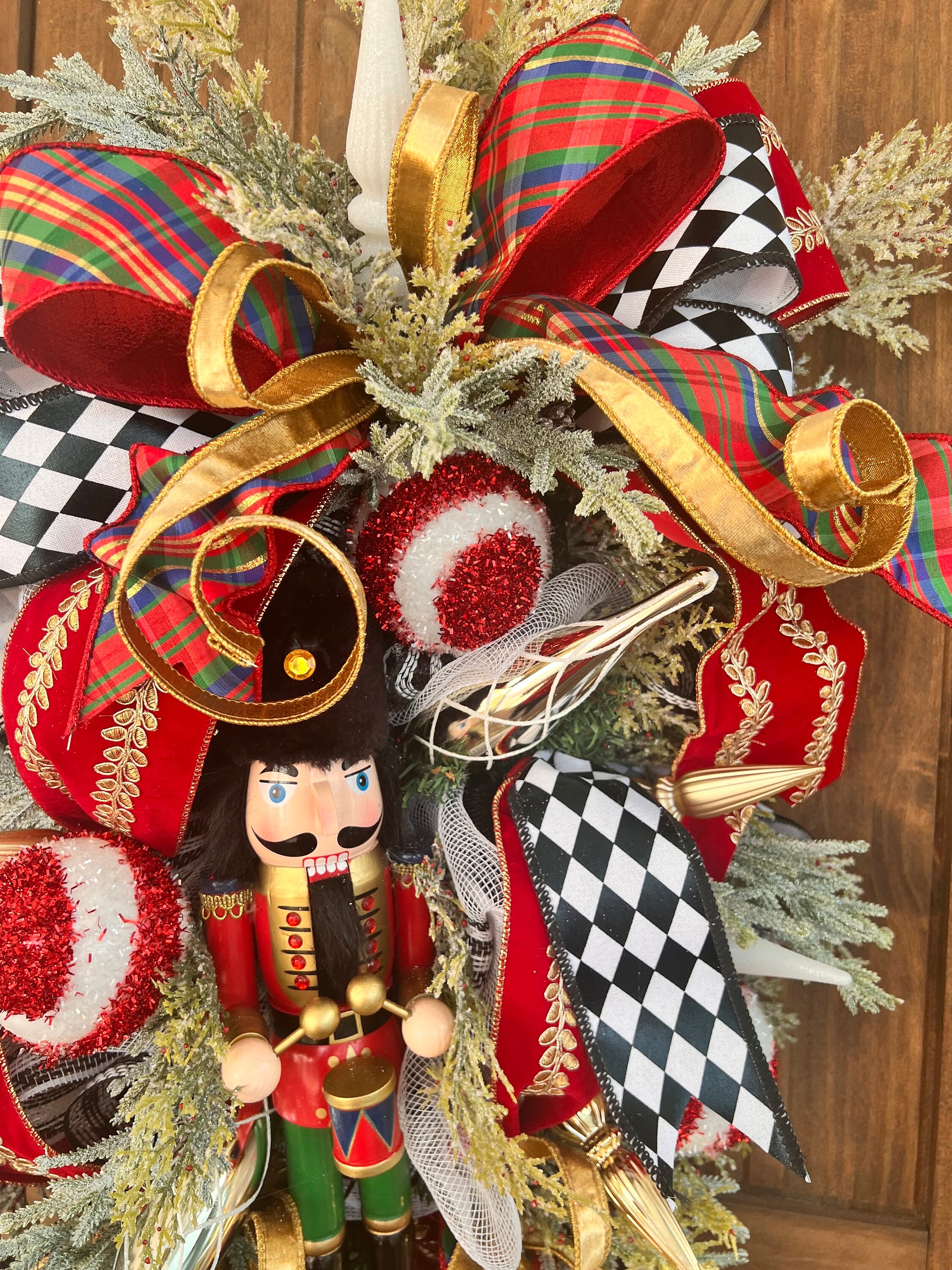 Nutcracker Wreath Swag, Christmas Nutcracker Home Decor, Nutcracker Porch Door Accent, Winter ...