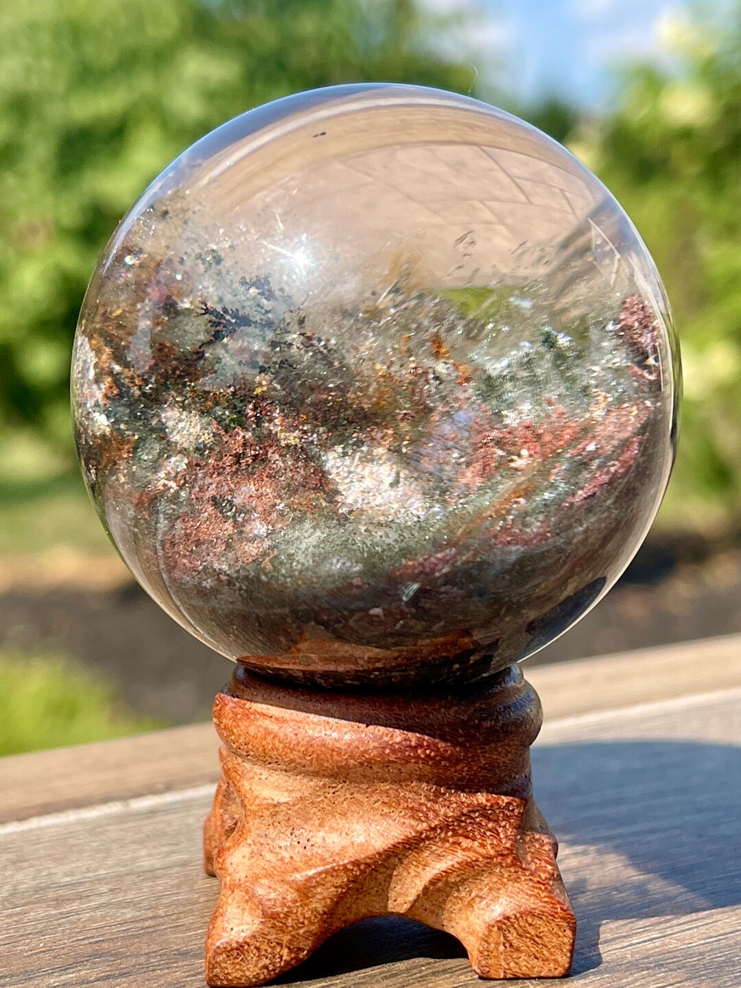 Large Dendritic Phantom Lodolite Garden Quartz Crystal Sphere Ball - Etsy