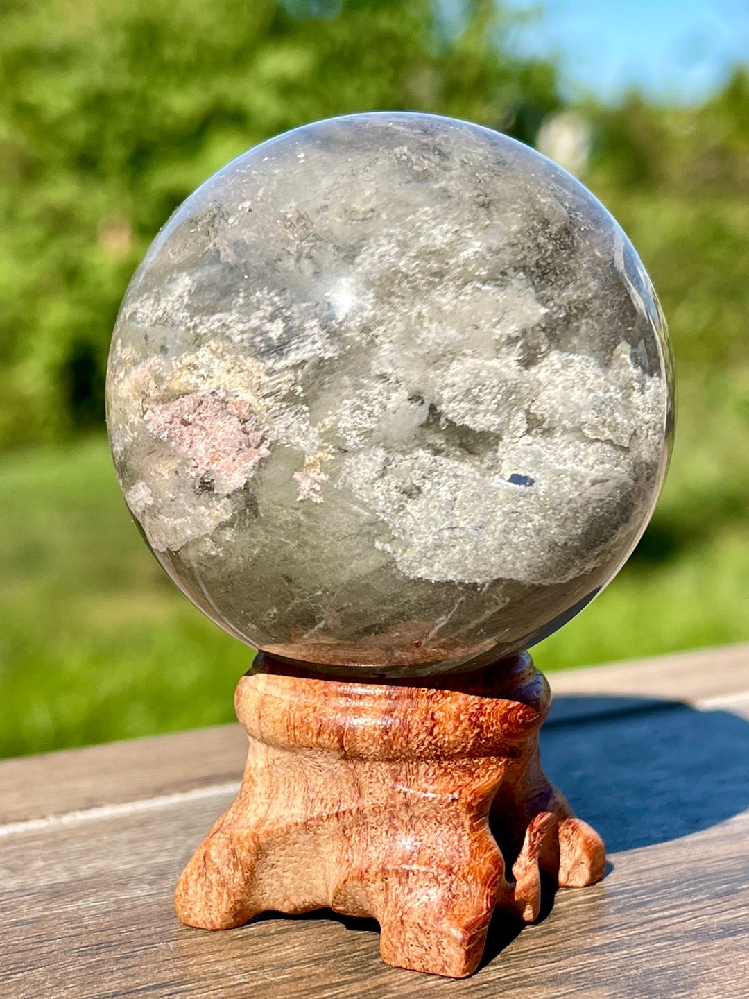 Phantom Lodolite Garden Quartz With White and Pink Phantom Inclusions ...