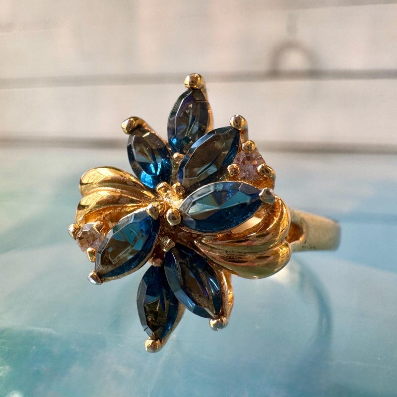 Floral Cocktail Ring - Etsy