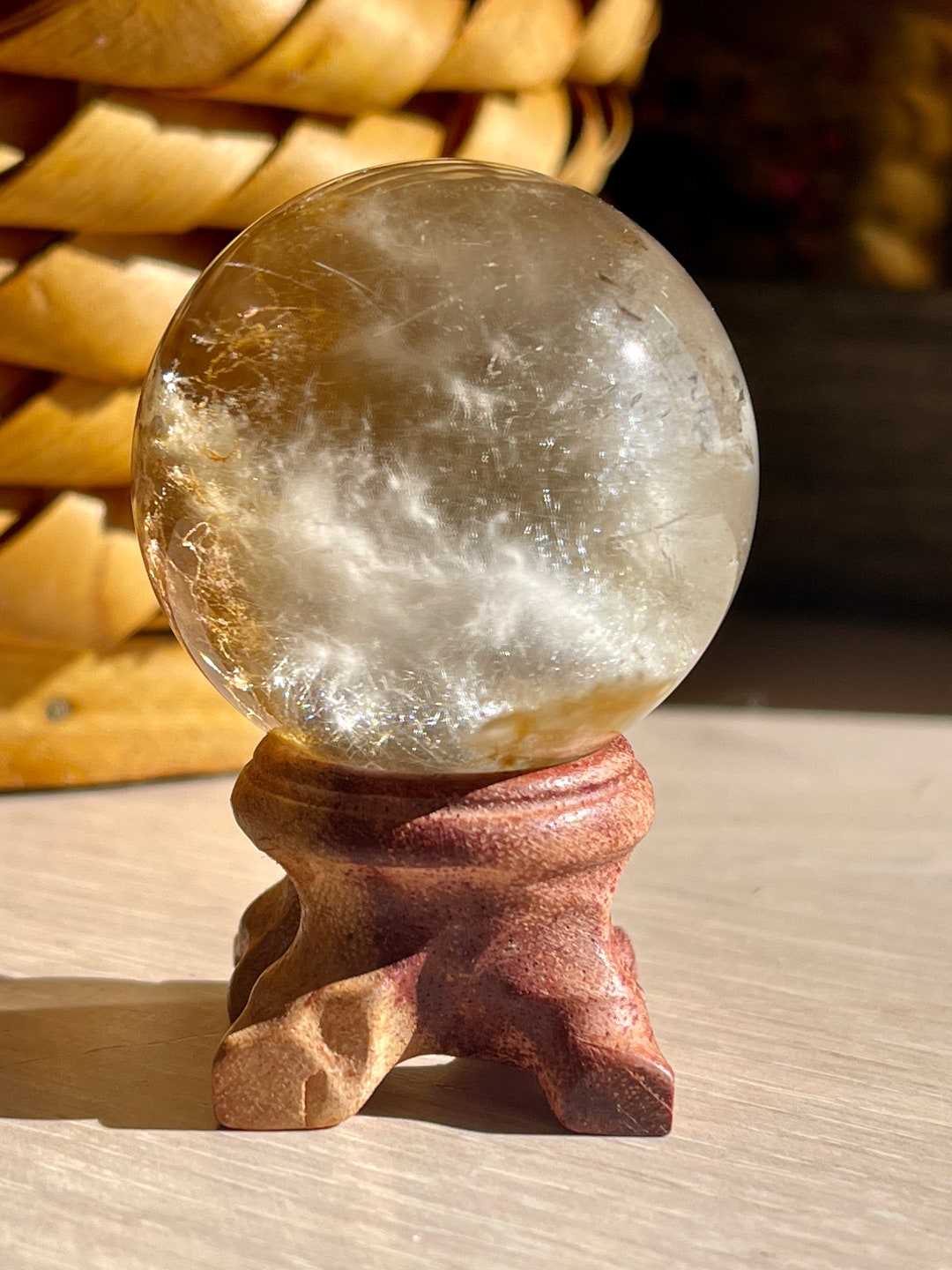 Yellow Amphibole Quartz Crystal Sphere 42 Mm High Quality - Etsy