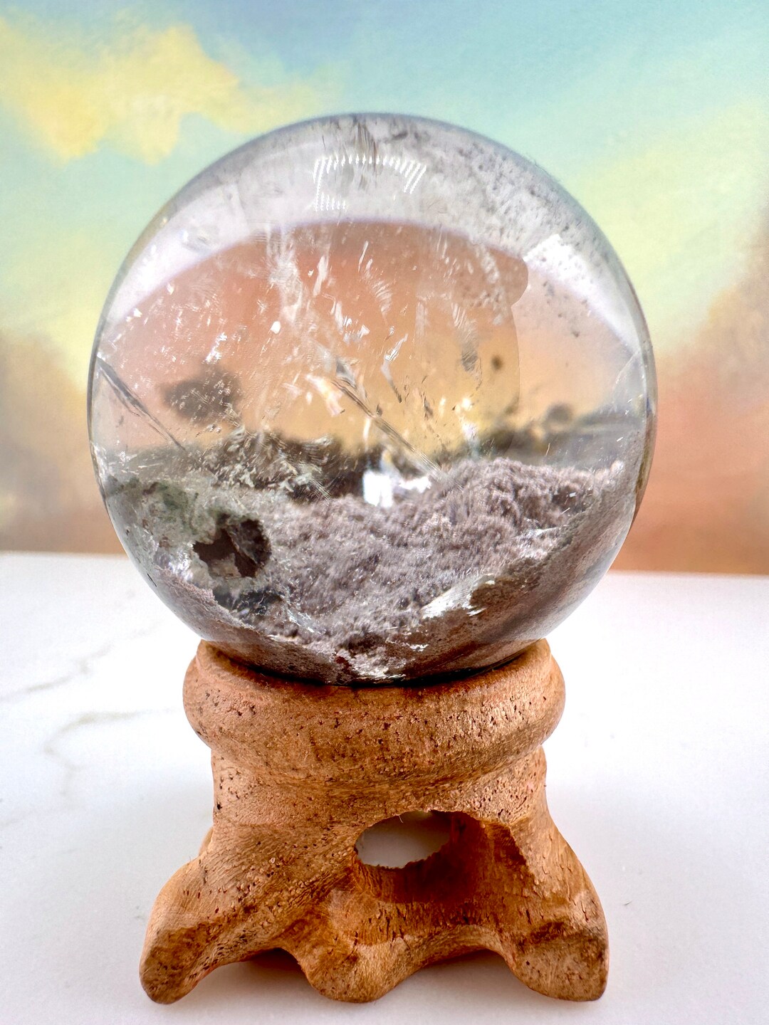 Pink Lodolite Garden Quartz Crystal Sphere Ball - Etsy