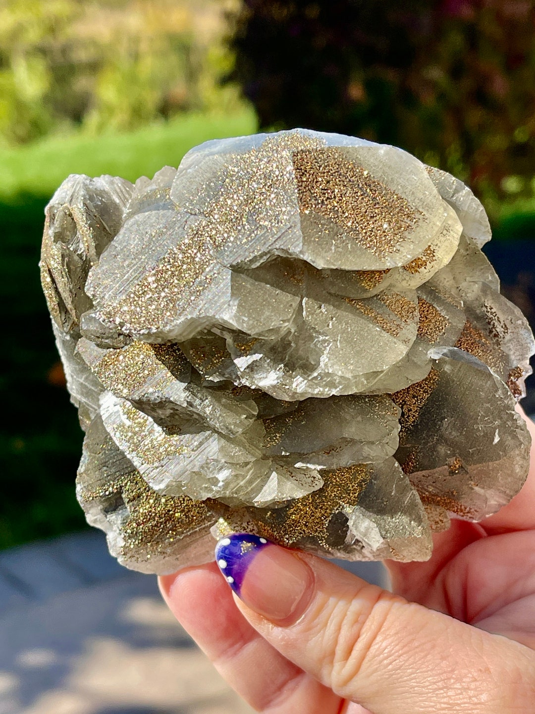 Large Gold Pyrite Benz Calcite Crystal Cluster Specimen - Etsy